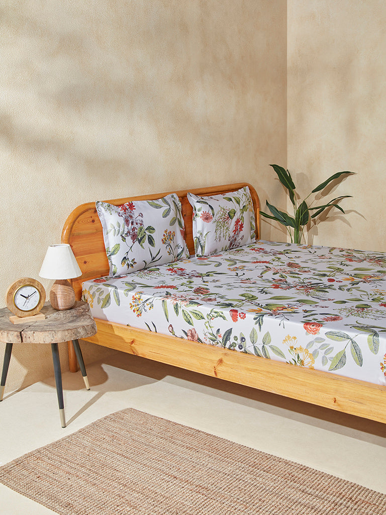 Buy Westside Home Multicolour Floral Double Bed Flat Sheet and Pillowcase Set from Westside