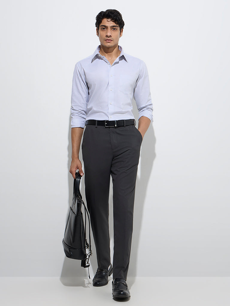 Buy WES Formals Grey Relaxed-Fit Cotton Shirt from Westside