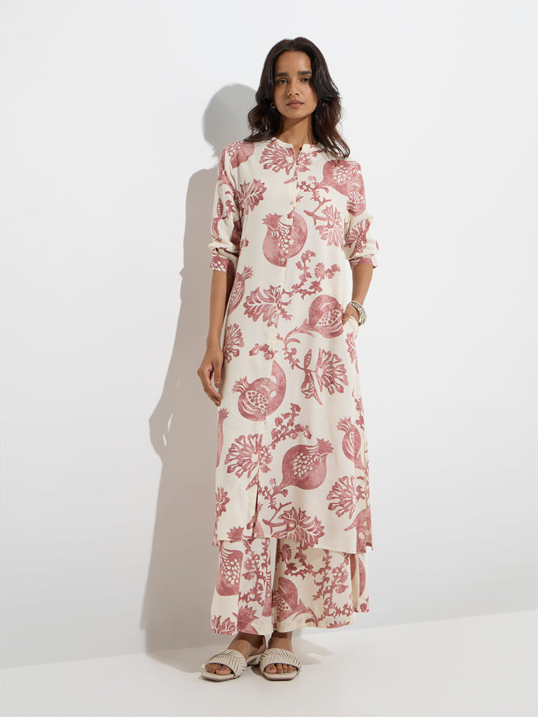 Buy Utsa Dusty Pink Anar Detailed A-Line Kurta from Westside