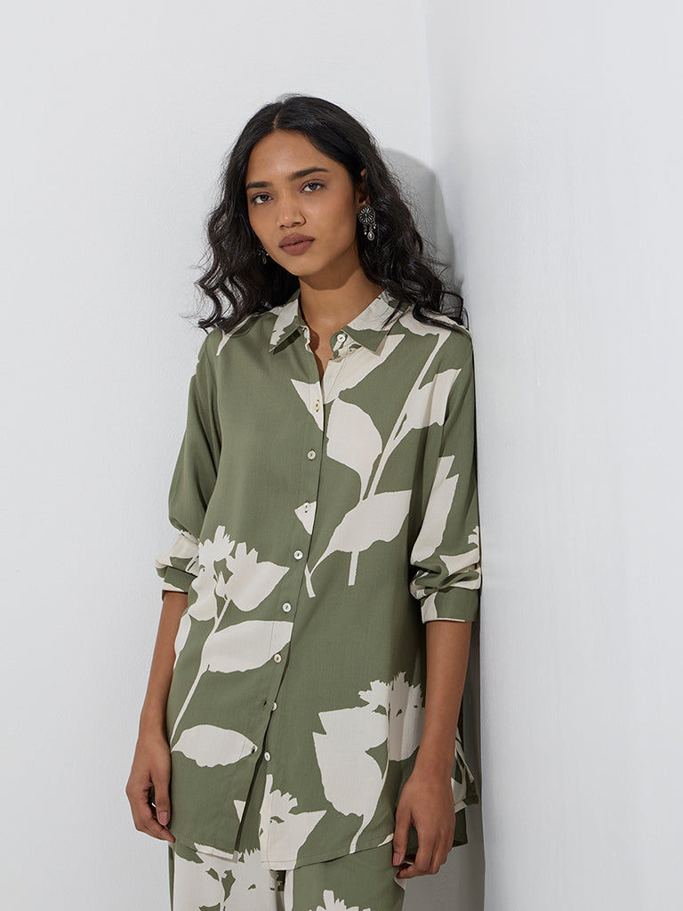 Buy Utsa Sage Foliage Printed Tunic from Westside