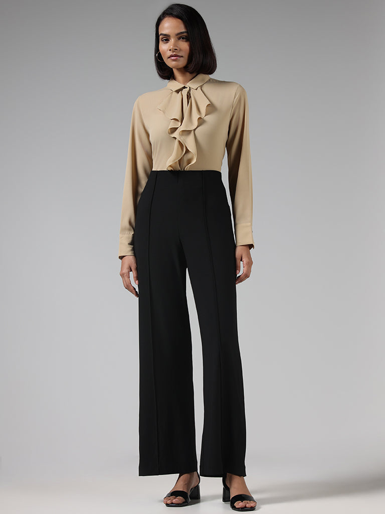 Buy Wardrobe Solid Black Pants from Westside