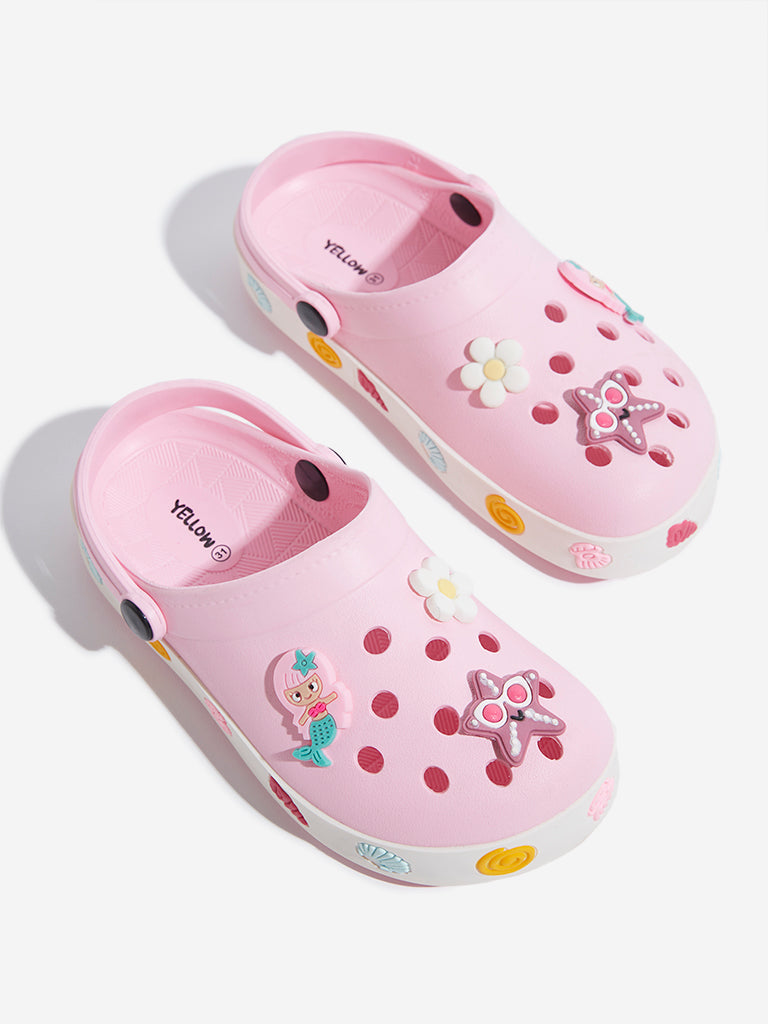 Buy Yellow Light Pink Starfish Applique-Detailed Clogs from Westside