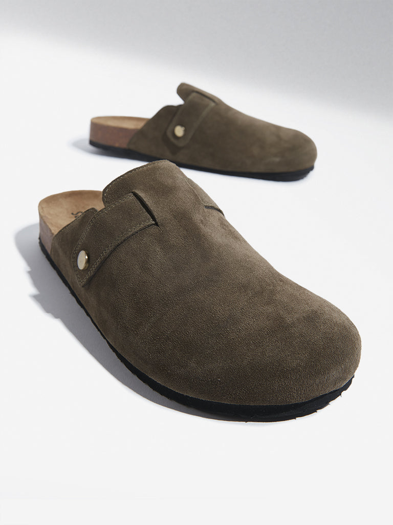 Buy SOLEPLAY Olive Slip-On Leather Sandals from Westside