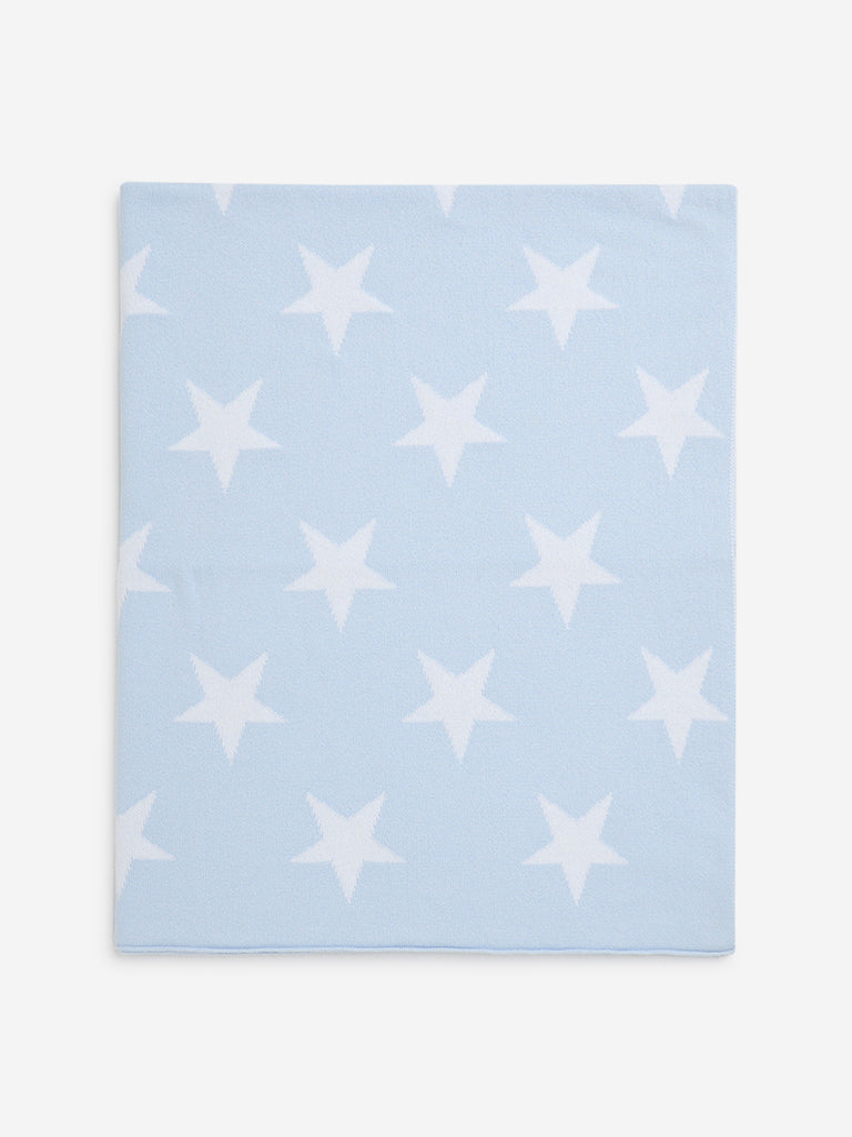 Buy HOP Baby Light Blue Star Design Cotton Blanket from Westside