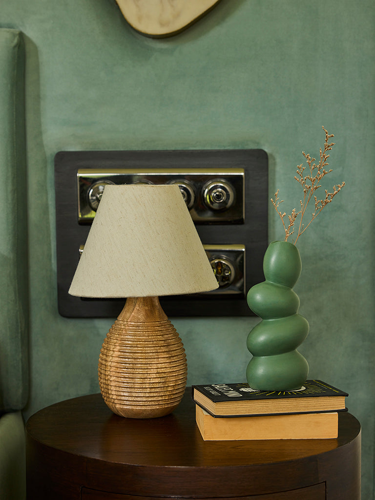 Buy Westside Home Beige Ribbed Textured Table Lamp- Medium from Westside