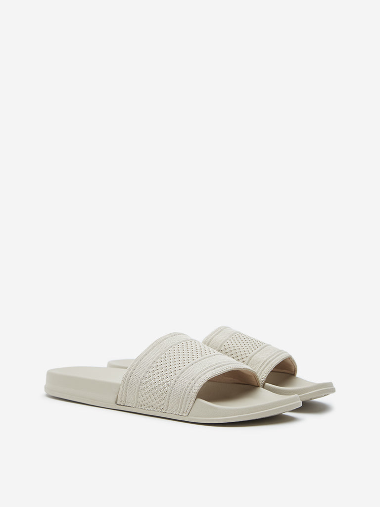 Buy SOLEPLAY Beige Knit-Textured Slides from Westside