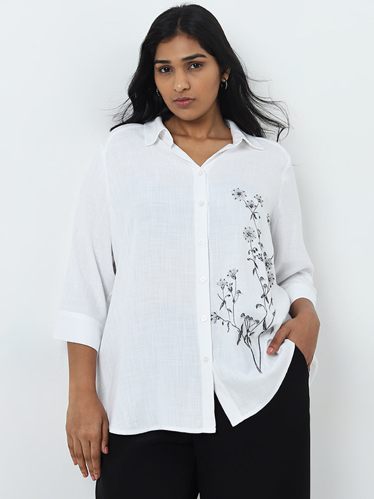 Buy Gia White Floral Pattern Shirt from Westside