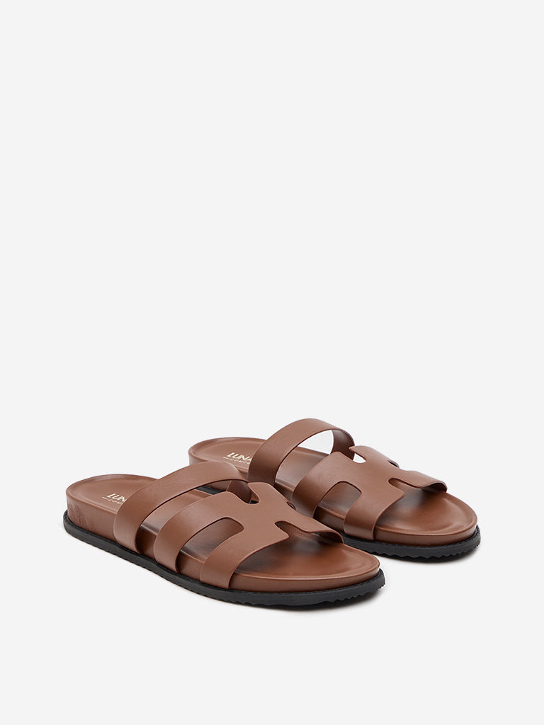 Buy LUNA BLU Brown Cut-Out Design Comfort Sandals from Westside