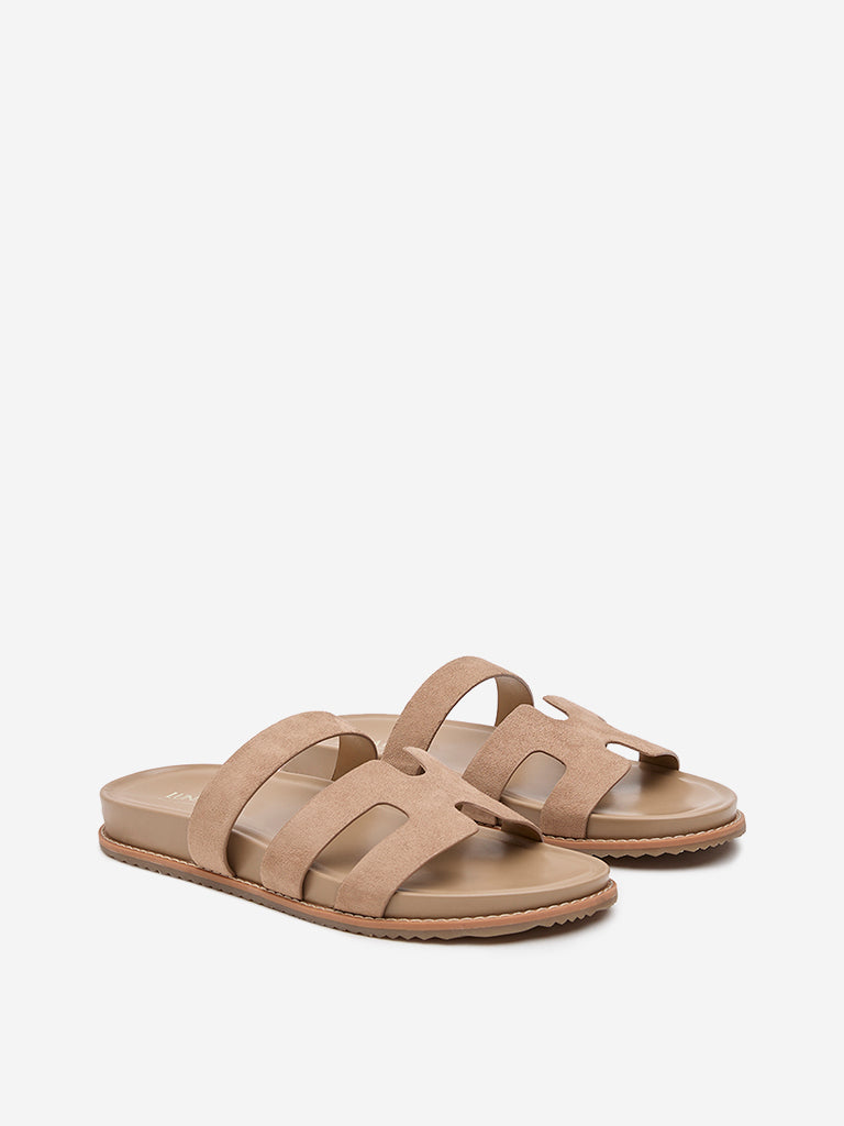Buy LUNA BLU Taupe Cut-Out Design Comfort Sandals from Westside