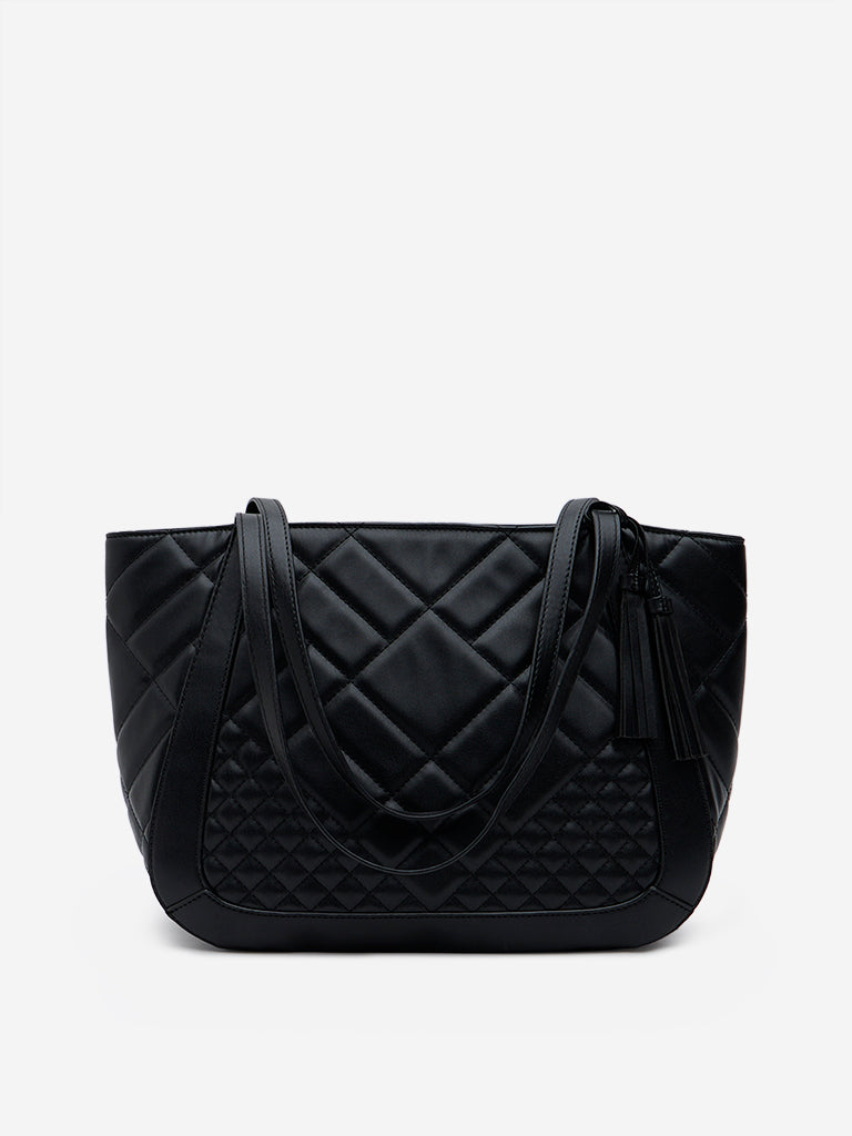 Buy Westside Black Quilted Tote Bag from Westside
