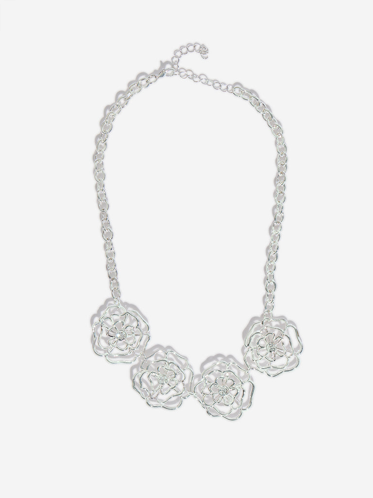Buy Westside Accessories Silver Rosette Short Necklace from Westside