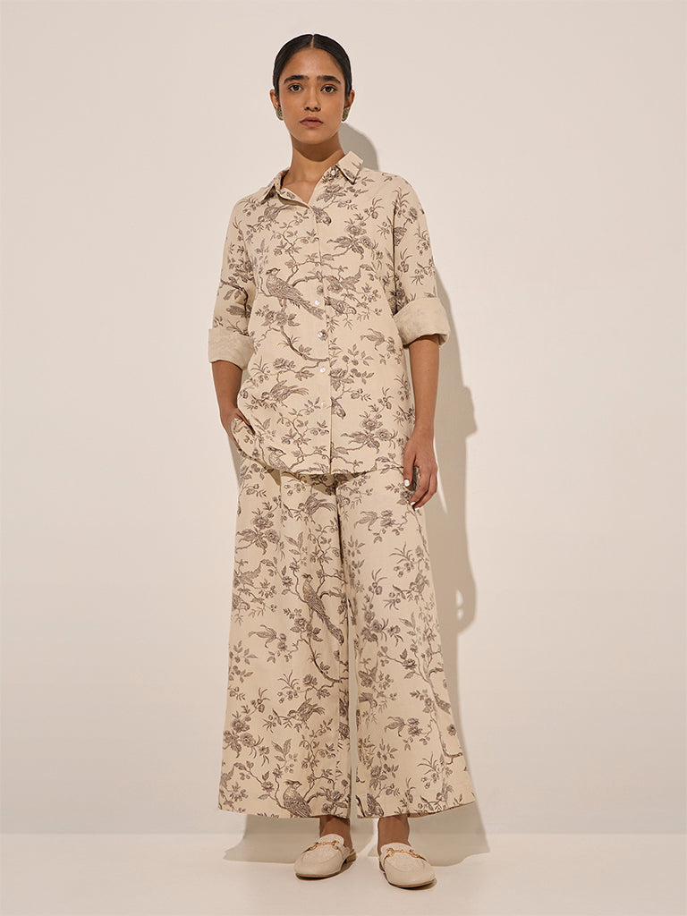 Buy Zuba Beige Nature-Themed Cotton Ethnic Tunic from Westside