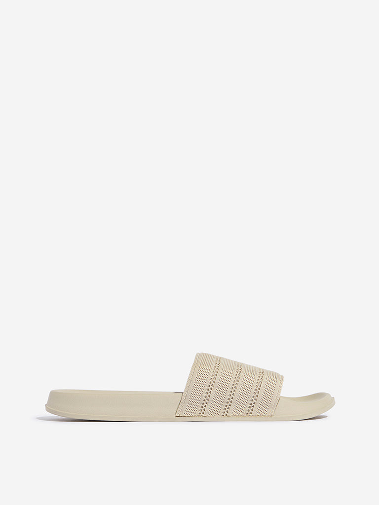 Buy SOLEPLAY Beige Knit-Textured Slides from Westside