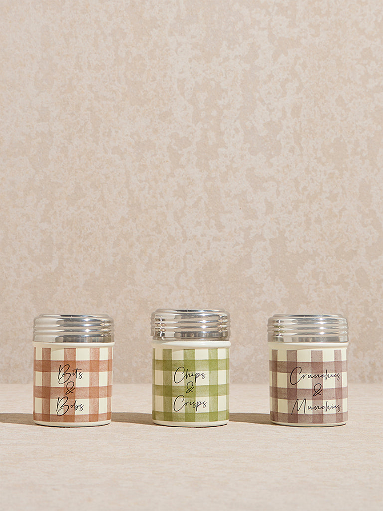 Buy Westside Home Multicolour Gingham Checkered Snack Jar (Set of 3 ...