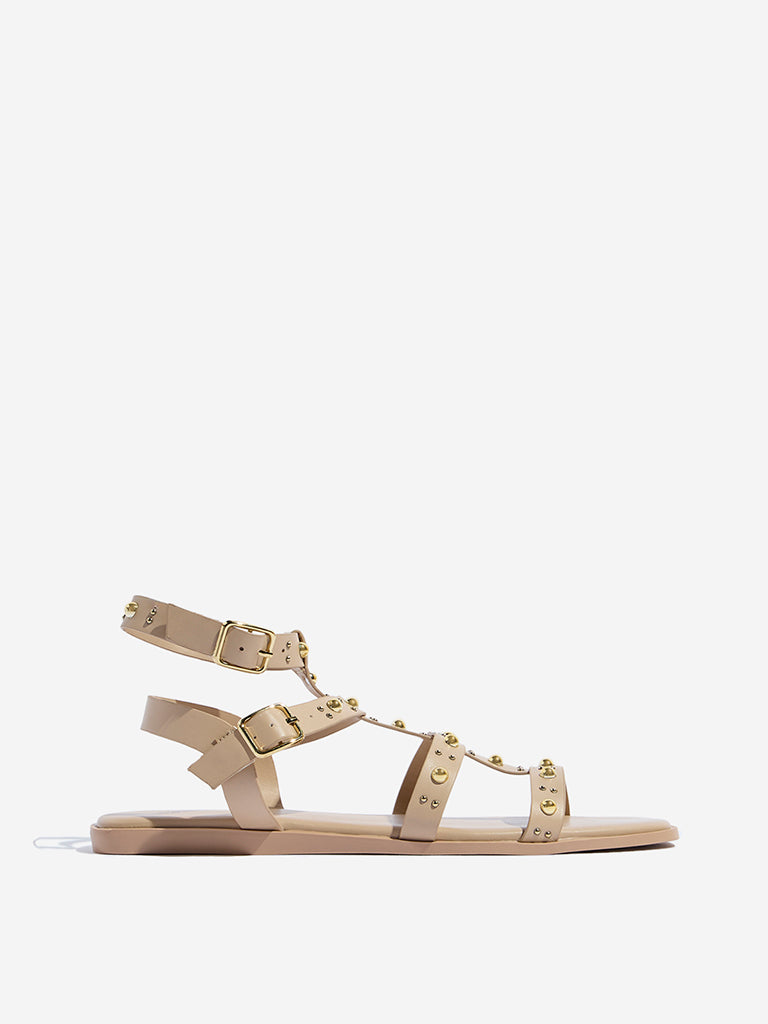 Buy LUNA BLU Beige Studded Gladiator Sandals from Westside