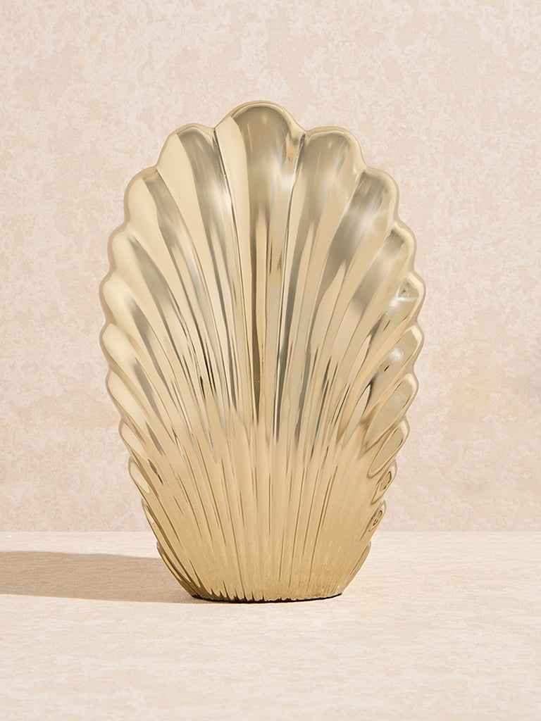 Buy Westside Home Gold Scallop Detailed Metal Vase from Westside