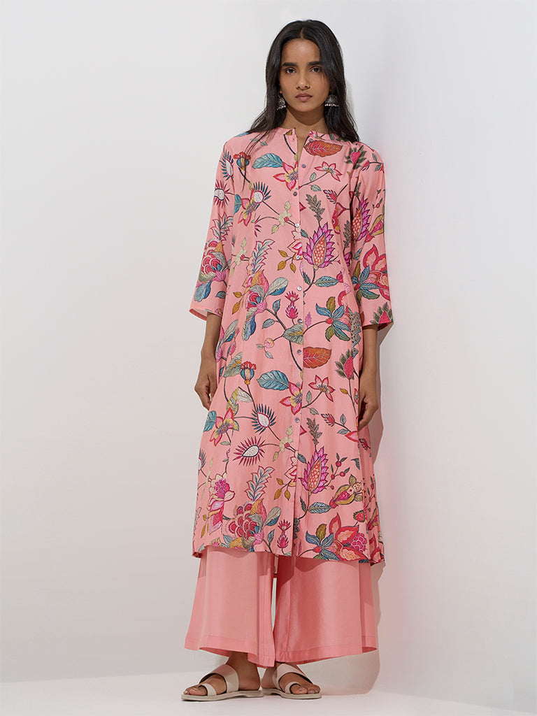 Buy Utsa Pink Floral Patterned A-Line Kurta from Westside