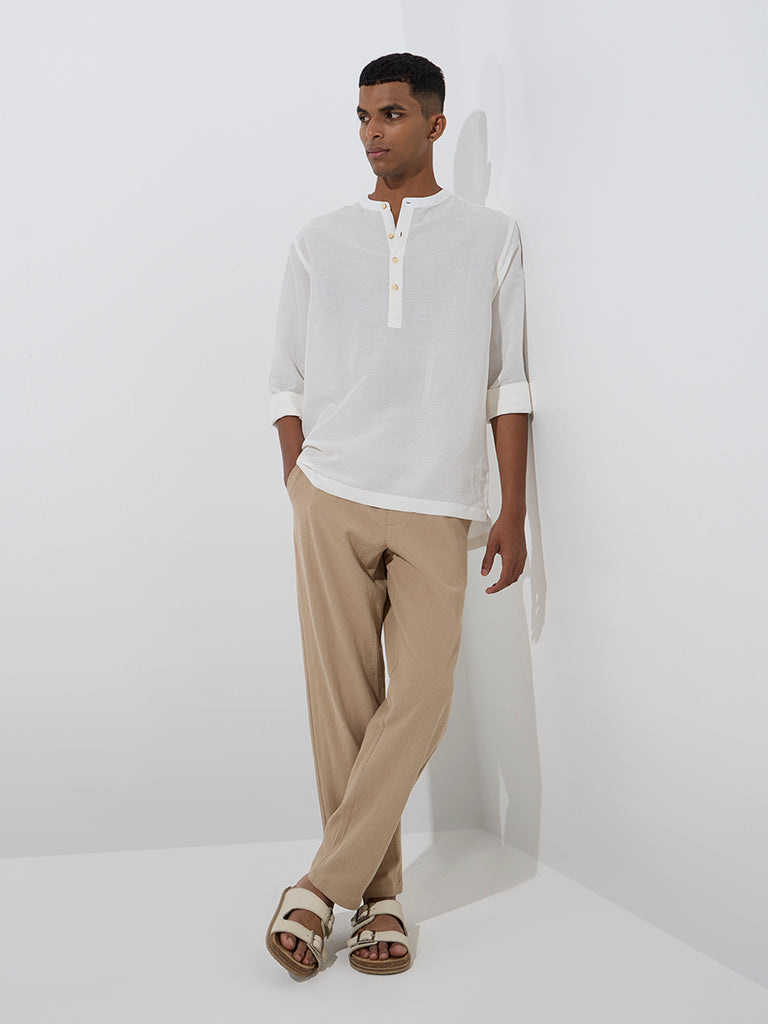 Buy ETA Off-White Solid Relaxed-Fit Shirt from Westside