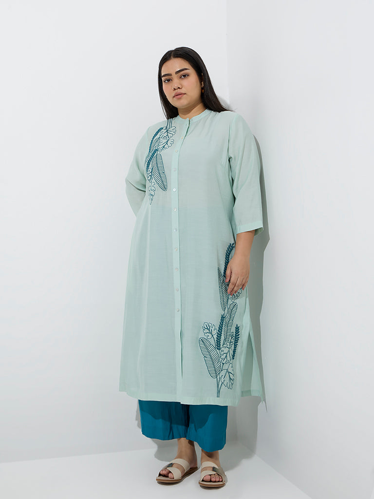 Buy Diza Aqua Botanical Printed A-Line Kurta from Westside