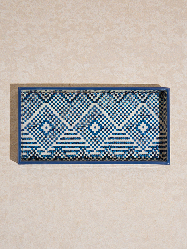 Buy Westside Home Blue Geometric Design Lettering Tray from Westside