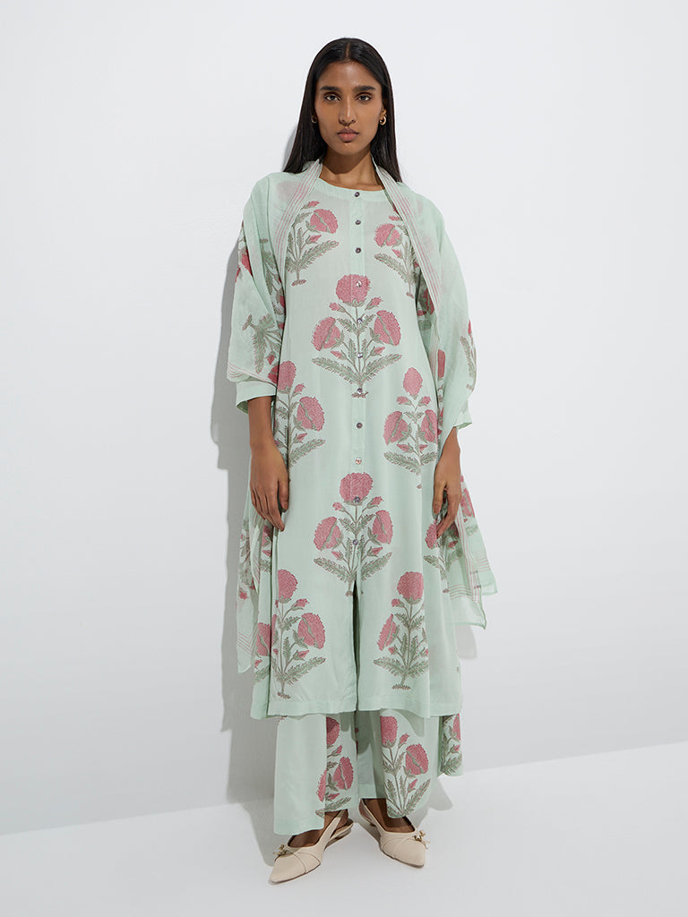 Buy Zuba Sage Mughal Butta Design A-Line Kurta from Westside