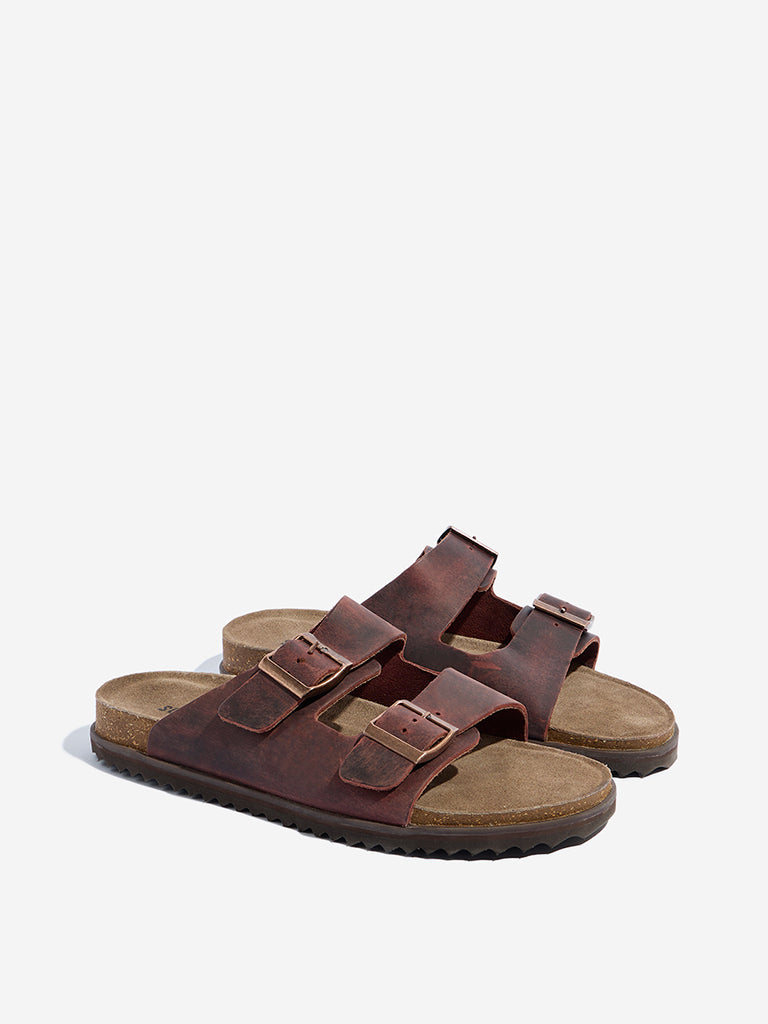 Buy SOLEPLAY Maroon Leather Sandals from Westside