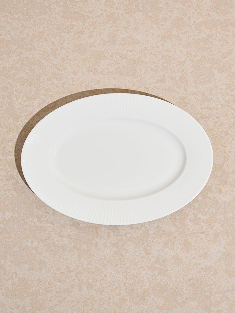 Buy Westside Home White Ripple Oval Plate from Westside