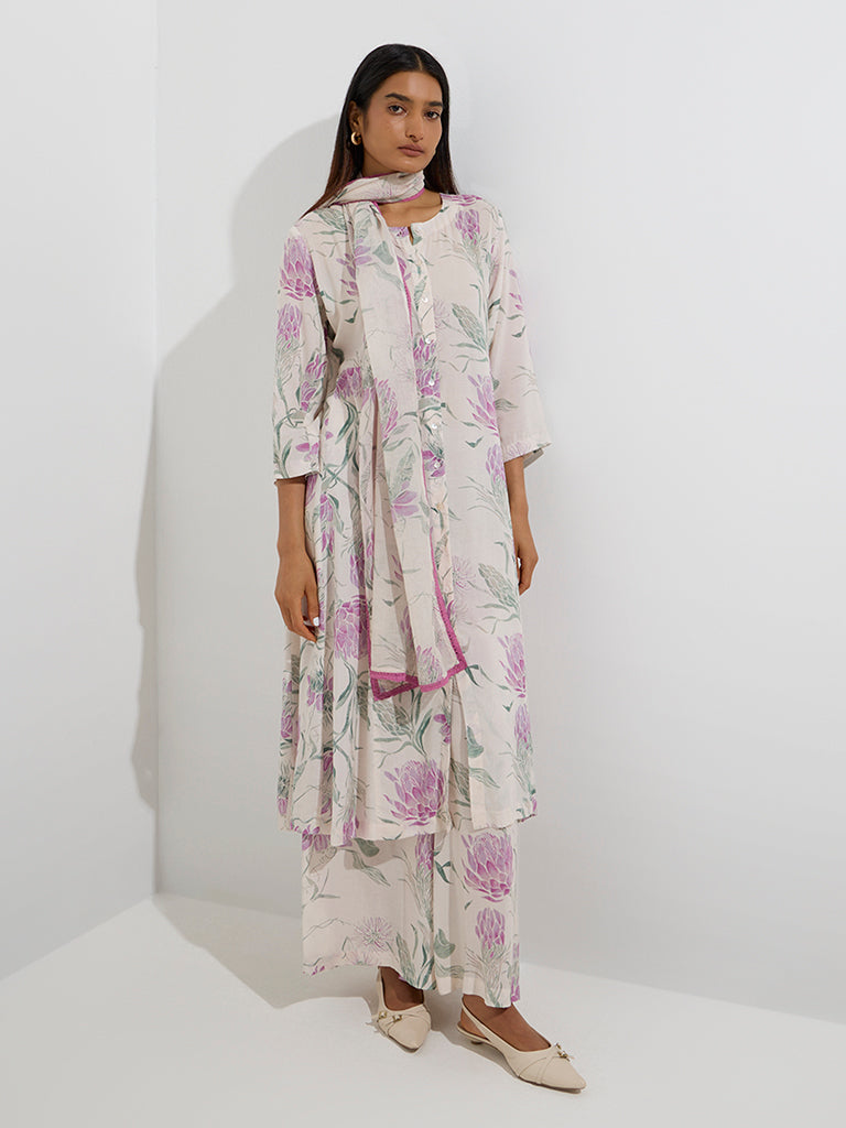 Buy Zuba Lilac Floral Design Palazzos from Westside
