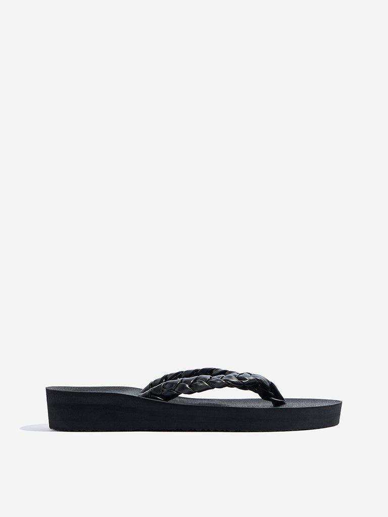Buy LUNA BLU Black Braided Flip-Flops from Westside