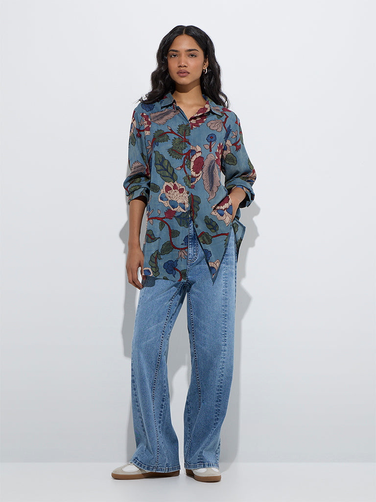 Buy Utsa Blue Foliage-Inspired Tunic from Westside