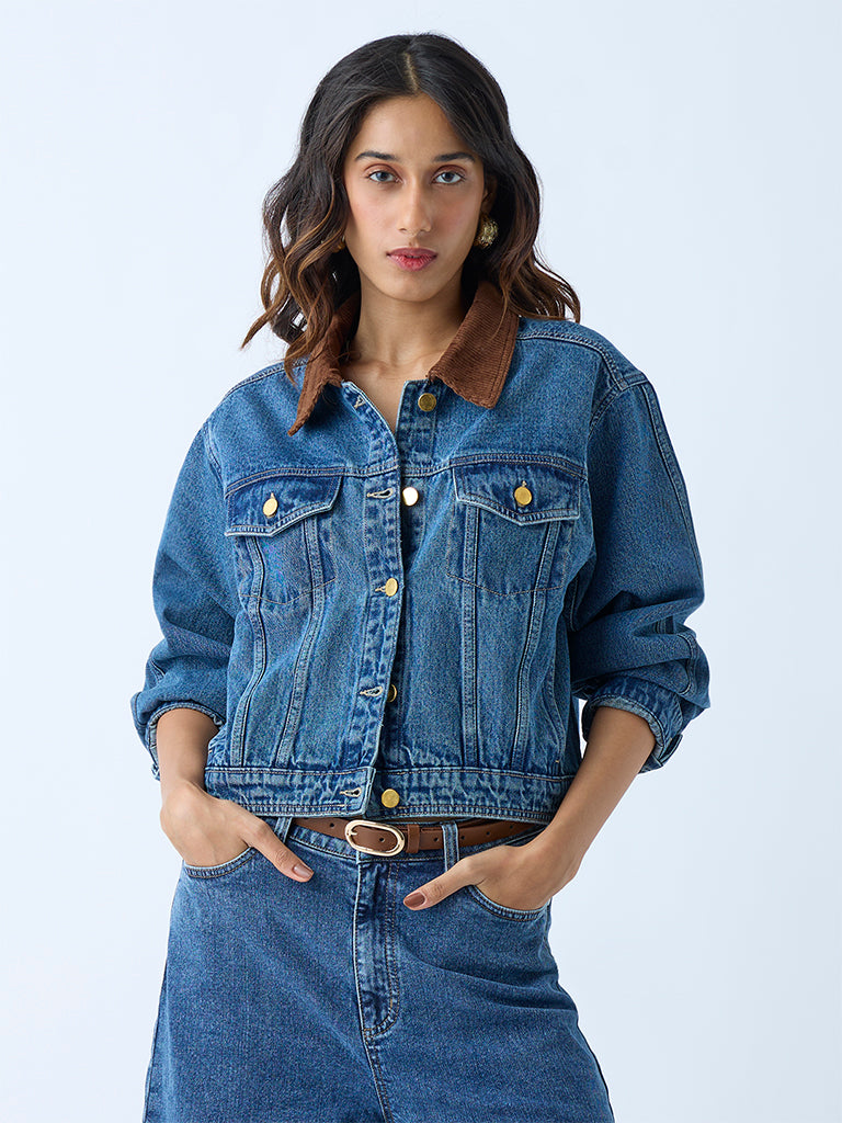 Buy LOV Blue Denim Jacket from Westside