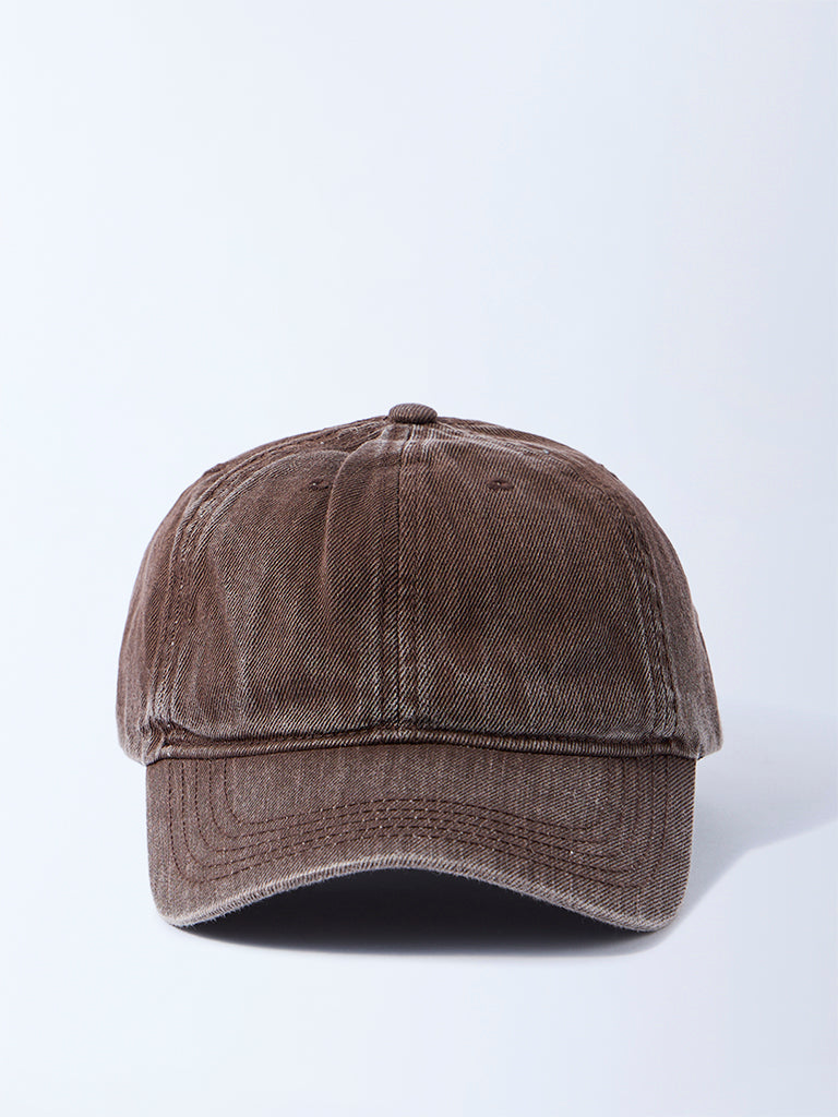 Buy Westside Accessories Brown Denim Cap from Westside