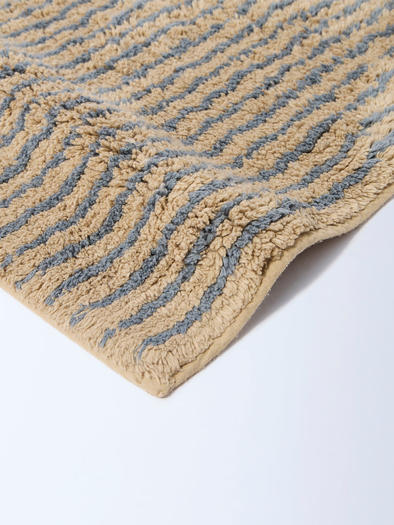 Buy Westside Home Dusty Blue Stripe Patterned Bath Mat from Westside