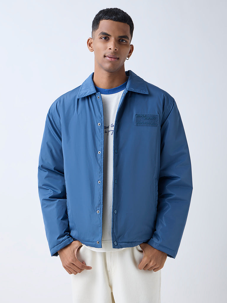 Buy Nuon Blue Solid Relaxed-Fit Jacket from Westside
