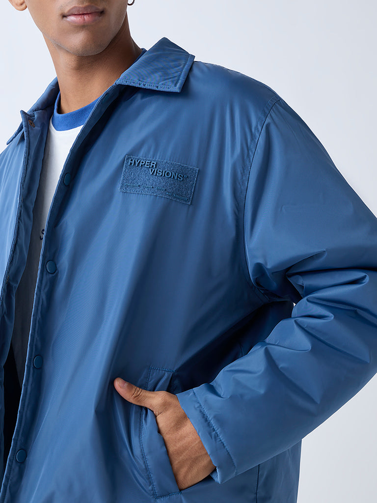 Buy Nuon Blue Solid Relaxed-Fit Jacket from Westside