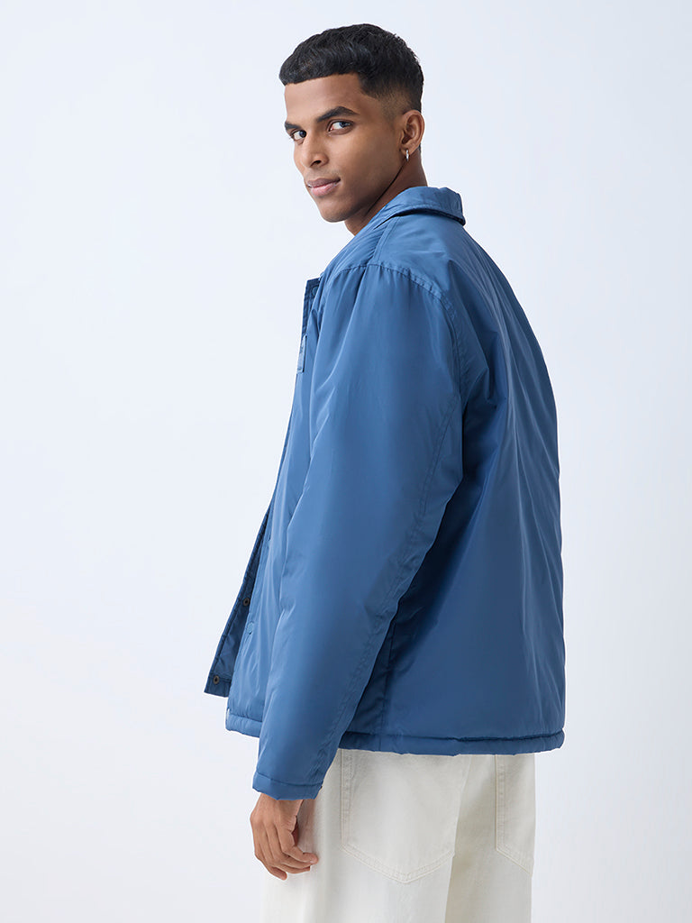 Buy Nuon Blue Solid Relaxed-Fit Jacket from Westside