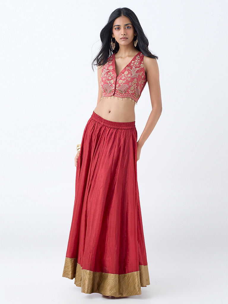 Buy Vark Red Embroidered Blouse from Westside