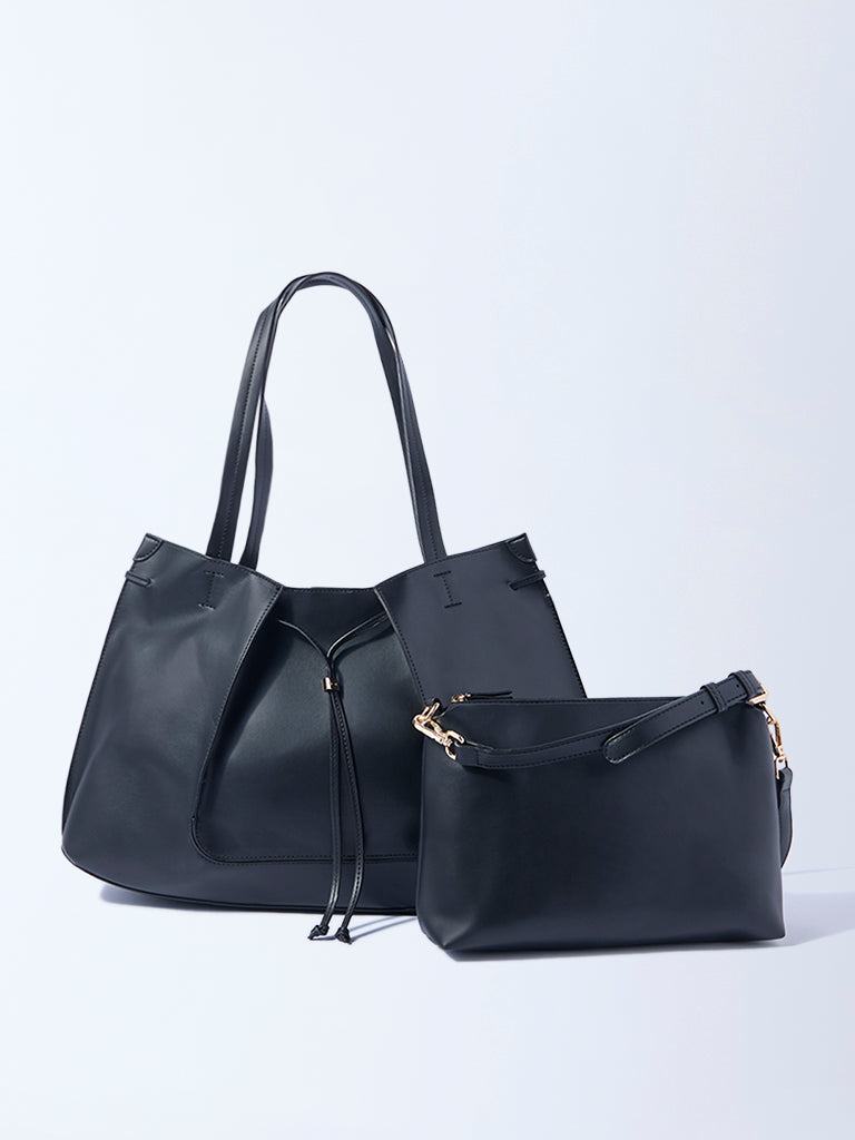 Buy Westside Black Tote Bag with Pouch and Sling Handle from Westside