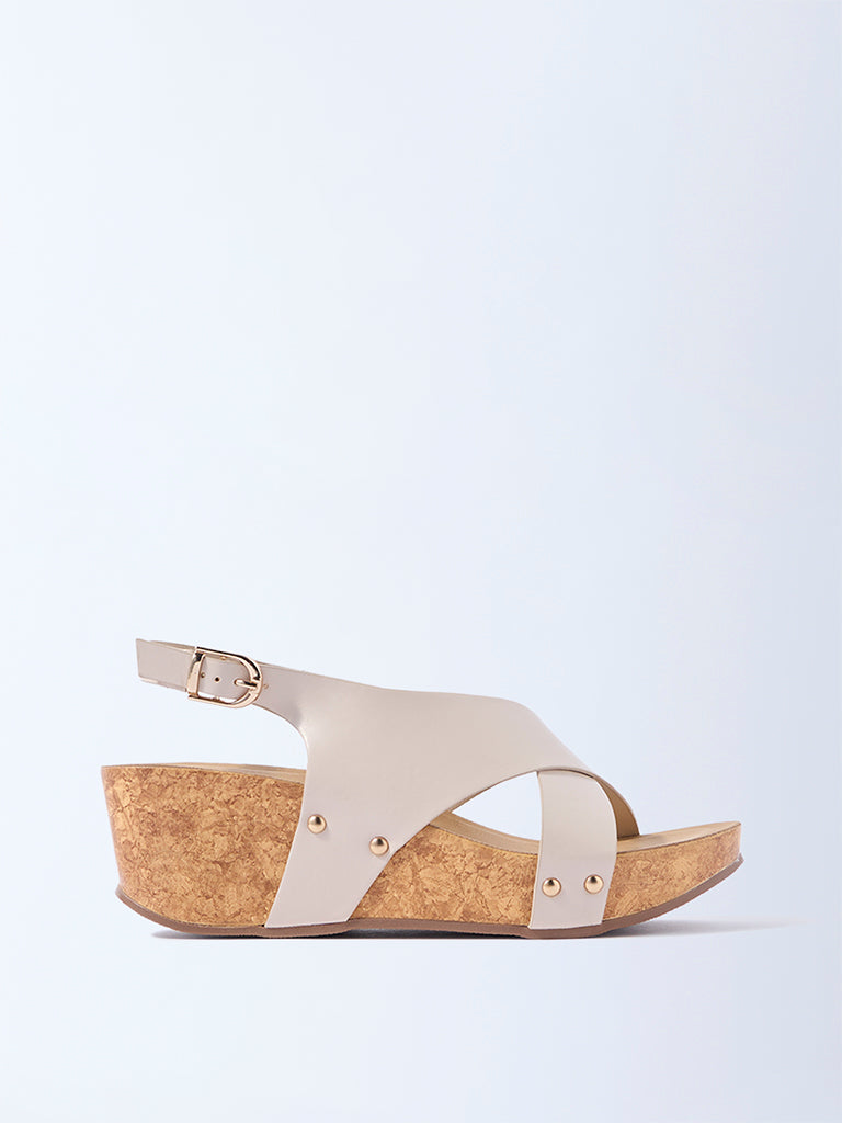 Buy LUNA BLU Ivory Slingback Wedge Sandals from Westside