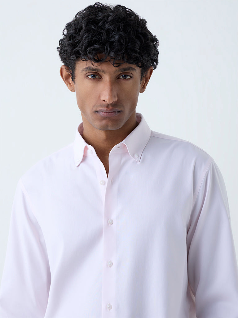 Buy WES Formals Pink Solid Slim Fit Cotton Shirt from Westside
