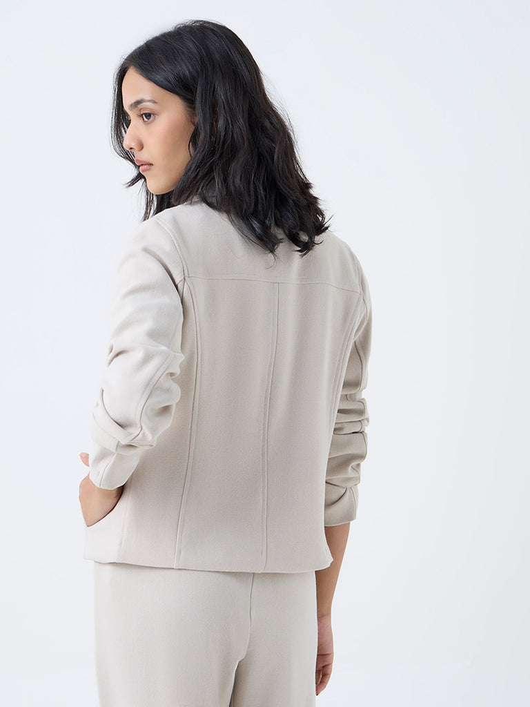 Buy LOV Beige Solid Jacket from Westside