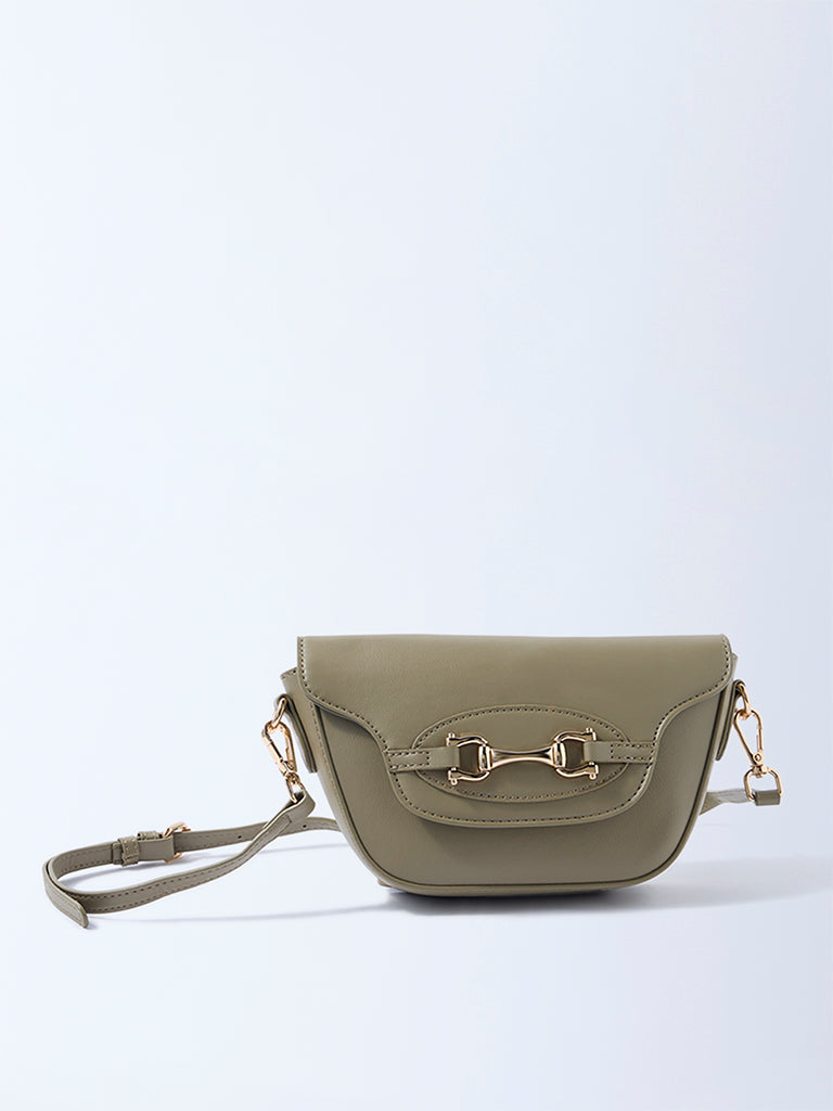 Buy Westside Olive Hardware-Detailed Sling Bag from Westside