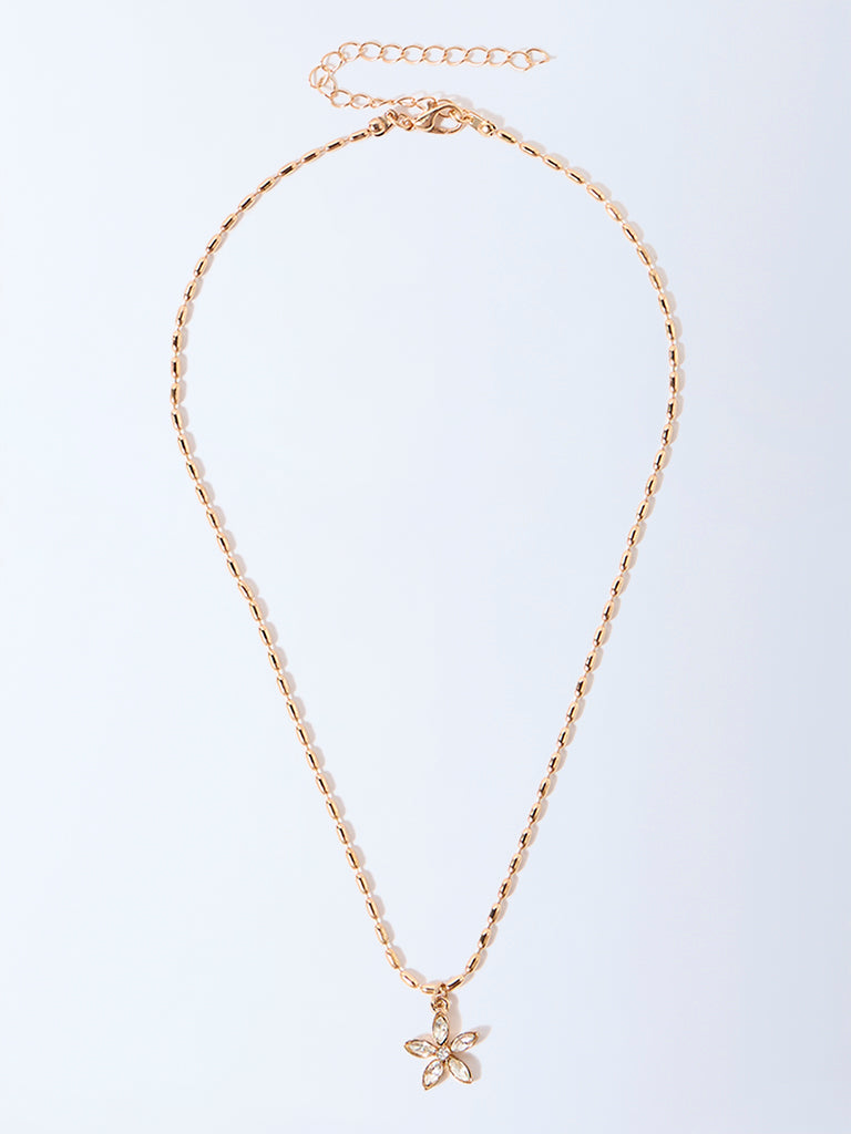 Buy Westside Accessories Gold Floral Pendant Chain Necklace from Westside