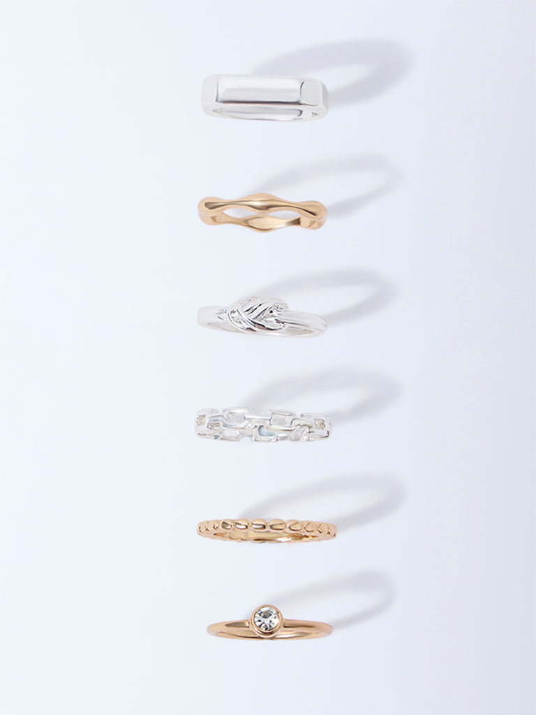 Buy Westside Accessories Gold and Silver Dual Tone Finish Stacking ...