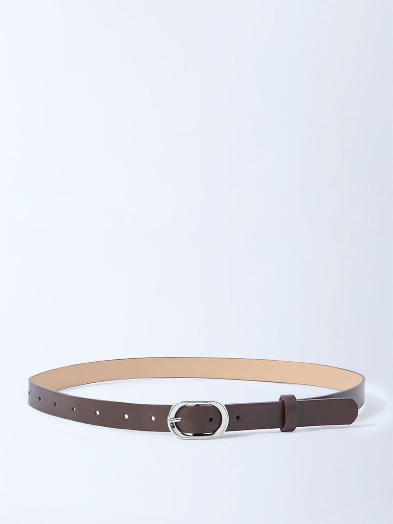 Buy Westside Accessories Brown Oval Buckle Belt from Westside