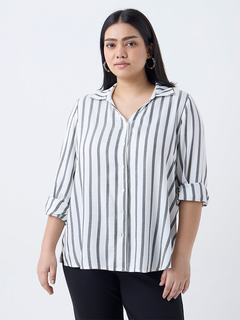 Buy Gia White Striped Shirt from Westside