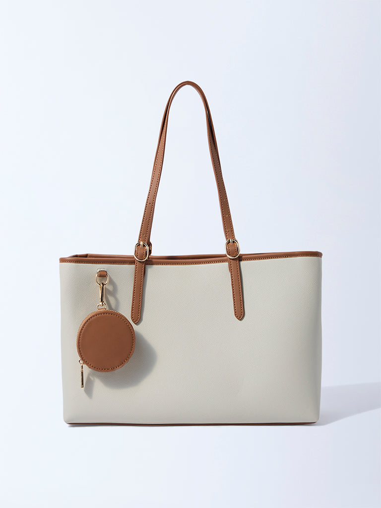 Buy Westside Cream Tote Bag with Pouch from Westside