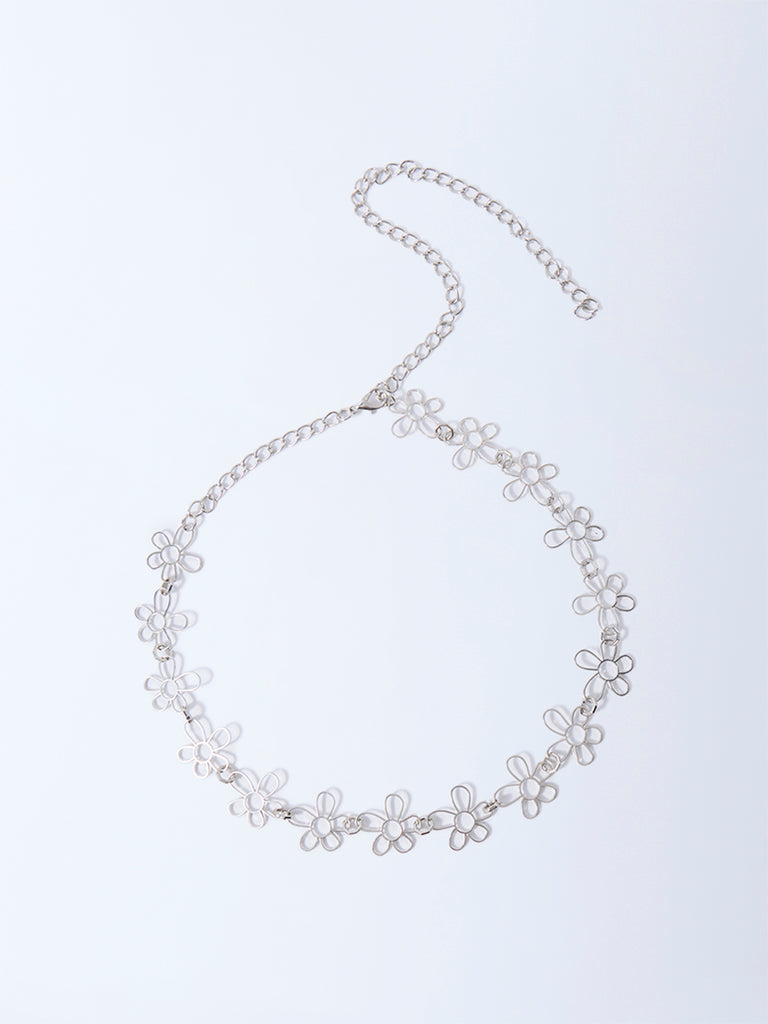 Buy Westside Accessories Silver Floral Metal Chain Belt from Westside