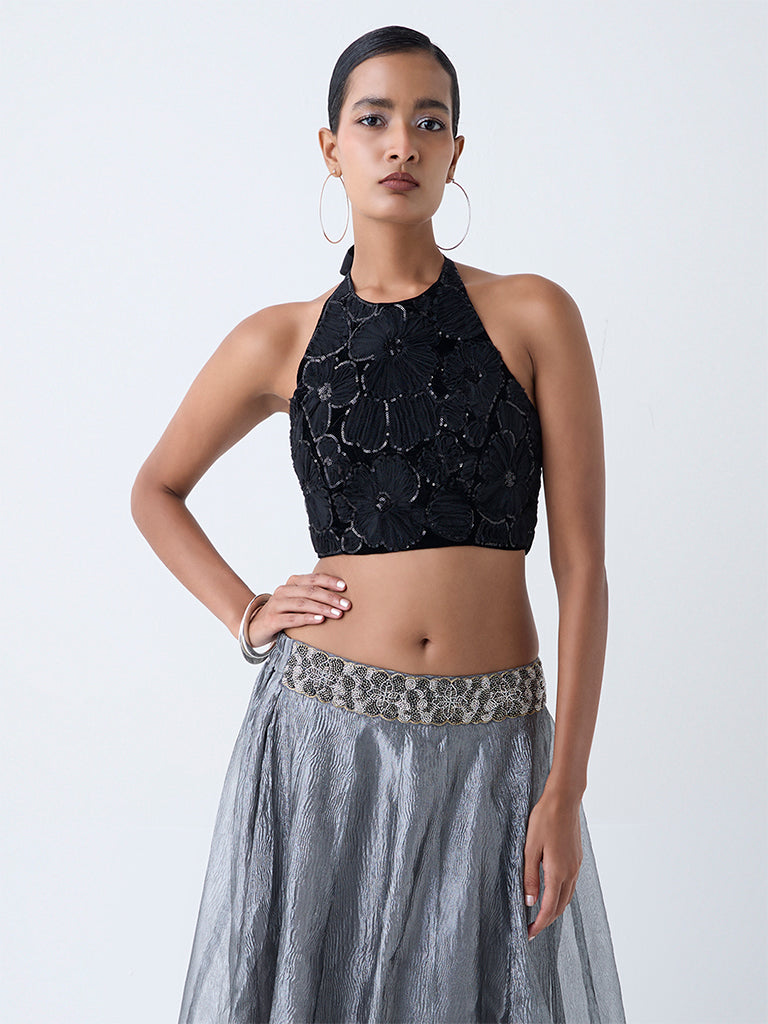 Buy Vark Black Embellished Top from Westside