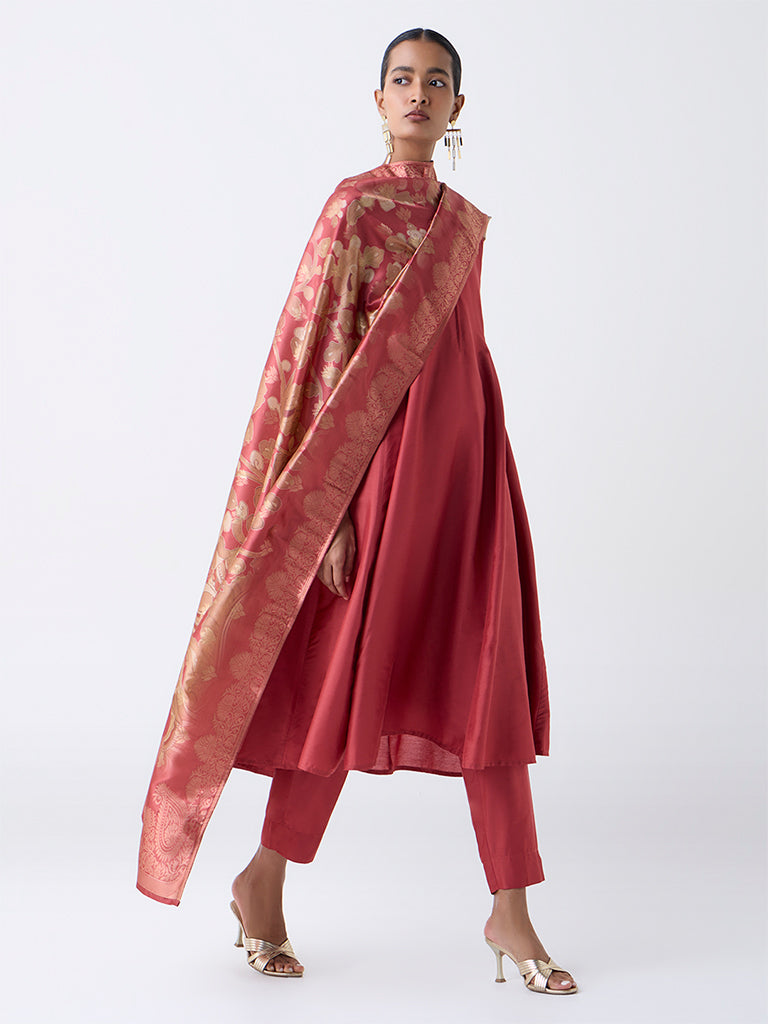 Buy Vark Rust Anarkali Ethnic Set from Westside